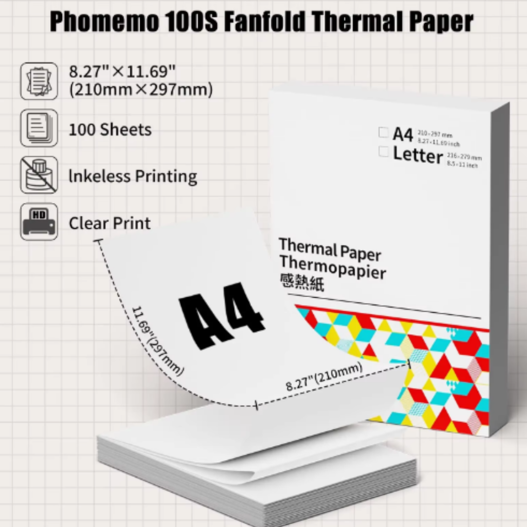 100 Papiers Thermique A4 pour Imprimante – Makina